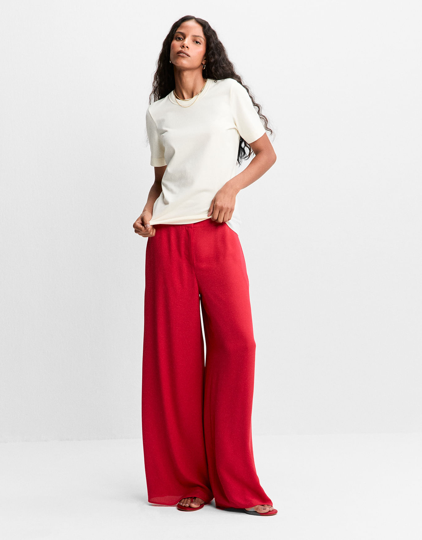 Calça pantalona elástico cós | Shoulder